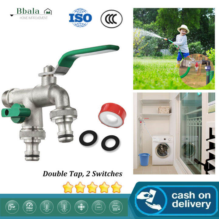 Double Tap Garden Outlet Tap Ball Valve 1/2 Inch Outdoor Tap Made of ...
