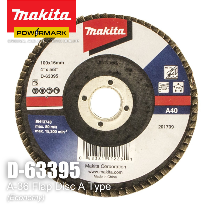 MAKITA D-63395 Abrasive Grinding Flap Disc 4"(100mm) A Type for Metal ...