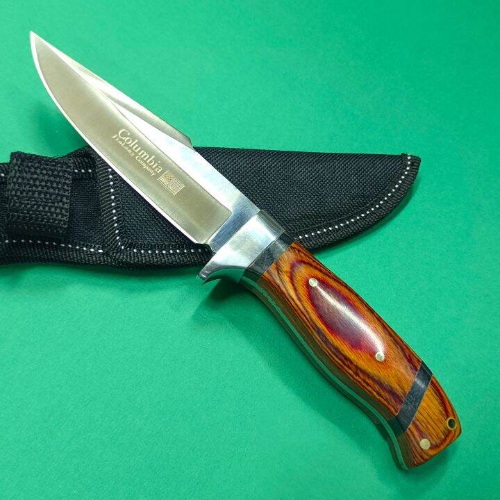 มีดพกพาเดินป่า Columbia SB68 มีดอเนกประสงค์ สีเงินใบตายเนื้อเดียว พร้อม ...