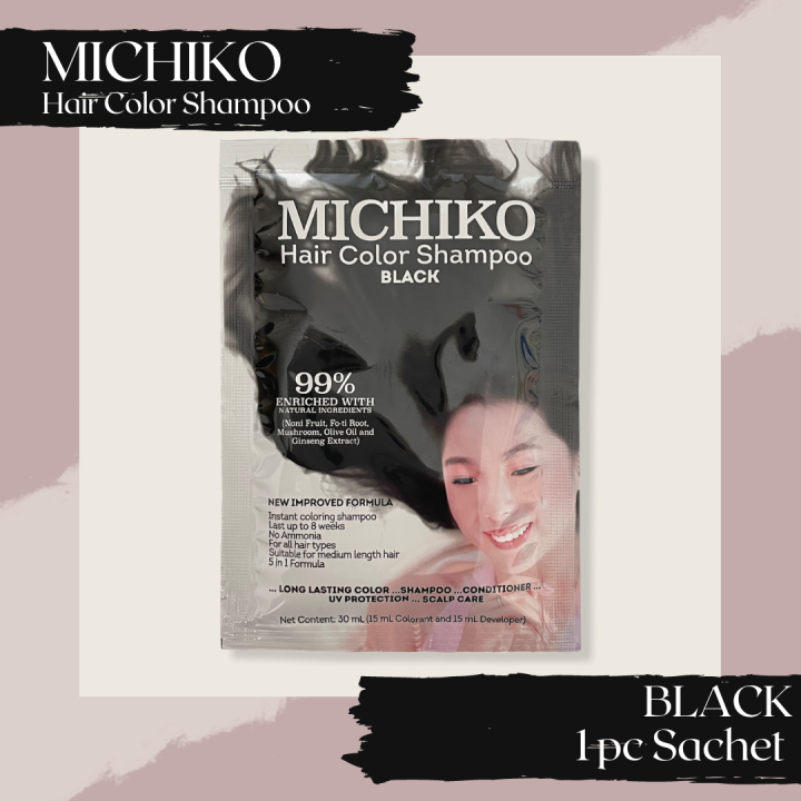 Michiko Hair Color Shampoo Black 1pc Sachet | Lazada PH