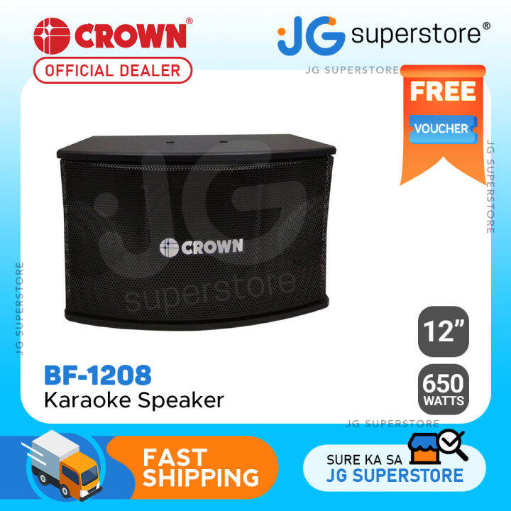 Crown 650W 12" Karaoke 3-Way Speaker System with 45Hz-18kHz Frequency ...
