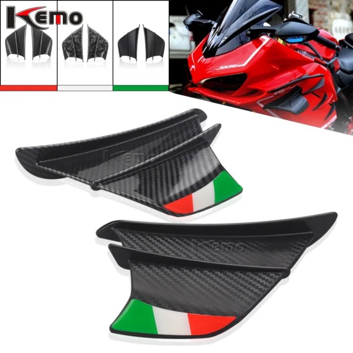 Motorcycle Universal Aerodynamic Spoiler Wing Kit Fixed Winglet Fairing ...