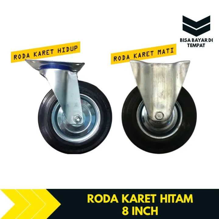 Roda Troli Etalase Karet Hitam Mati Hidup 8 Inch TBA1138 | Lazada Indonesia