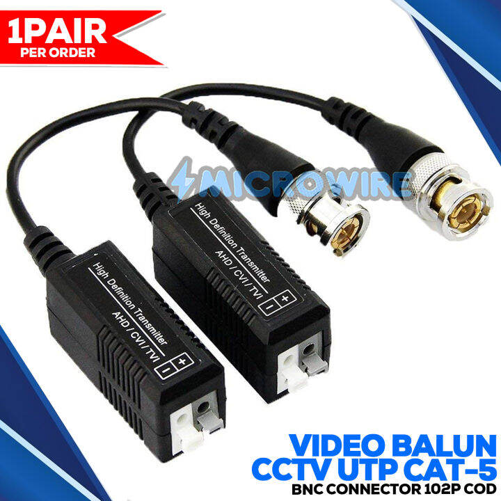 Pair Video Balun CCTV UTP Cat-5 BNC Connector 102P COD Heavy Duty ...