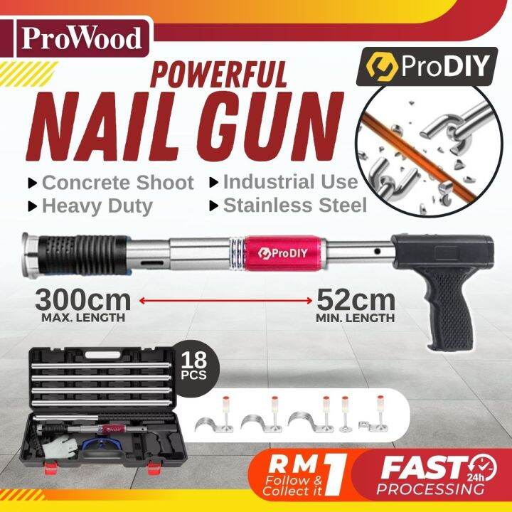 PRODIY Heavy Duty Ceiling Nailer Shooter Manual Rivet Gun Concrete Nail ...