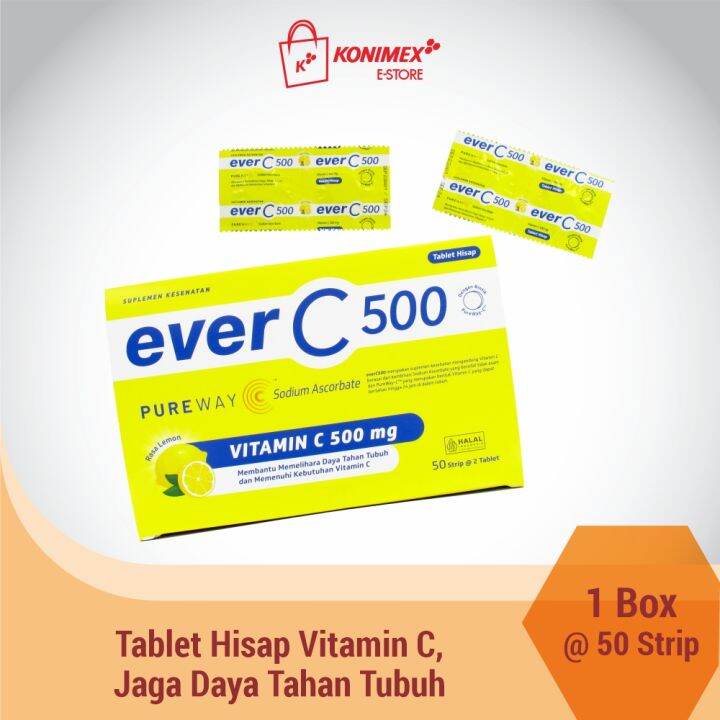 everC500 Lemon Box -- 50 Strip Tablet Hisap Vitamin C | Lazada Indonesia