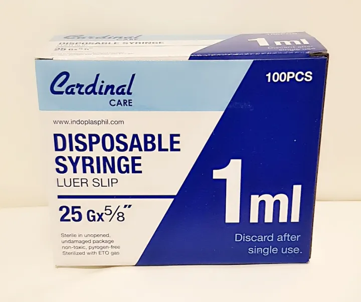 Syringe 1cc with needle (1 box - 100 pieces) (generic brand) (brand may ...