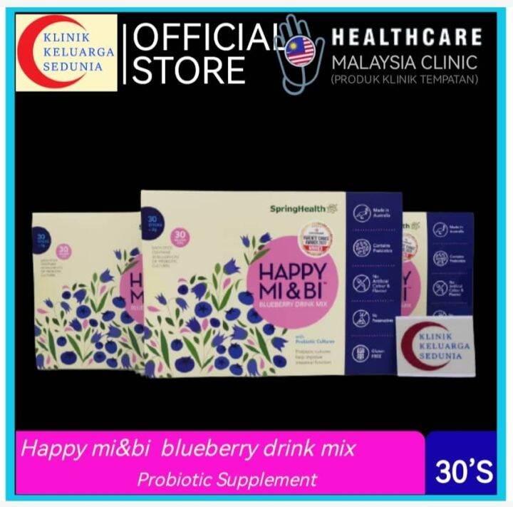 SpringHealth Happy MI&BI Blueberry Drink Mix with 30 Billion CFU ...
