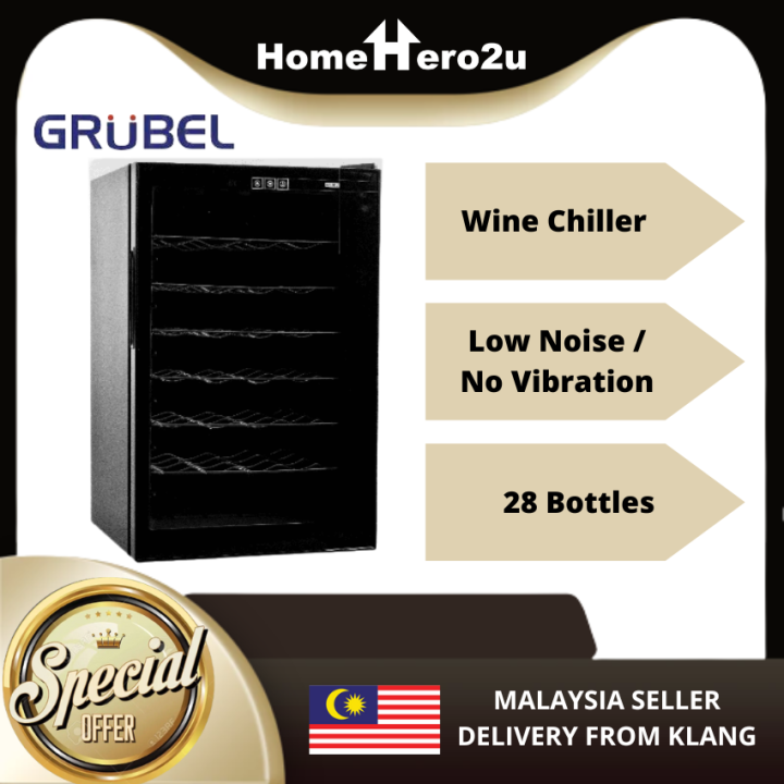 GRUBEL GWC-TP28BK Wine Chiller | 28 Bordeaux Bottles | Black Body and ...