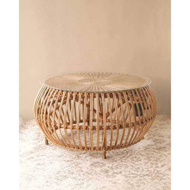 Meja Teras Rotan / MEJA BULAT ROTAN AESTHETIC / RATTAN TABLE / Meja ...