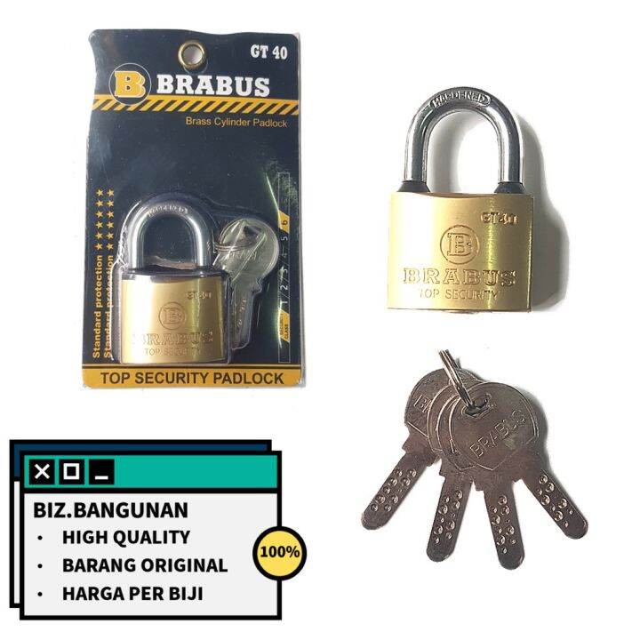 GEMBOK BRABUS KUNINGAN GT LEHER PENDEK 40MM KOMPUTER - RUMAH PINTU ...