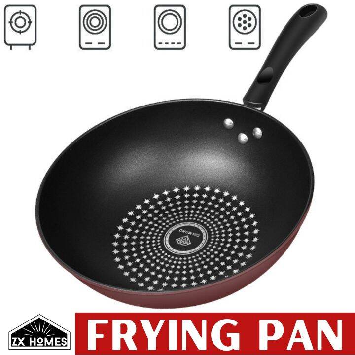 ZX HOMES 32cm Non Stick Pan Composite Diamond Coating Multifunctional ...