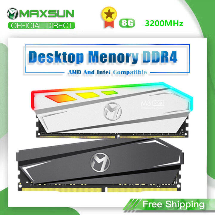 MAXSUN RAM DDr4 8GB 3200MHz RGB Lighting Interface 288Pin Memory ...