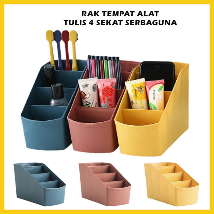Rak Meja Tempat Alat Tulis 4 Sekat / Rak Organizer Tempat Penyimpanan ...