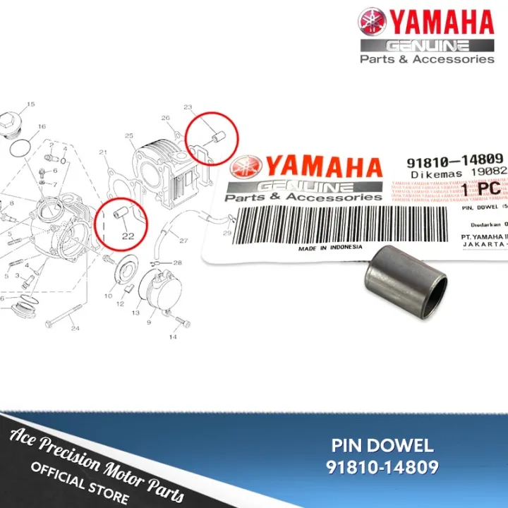 DOWEL PIN MIO i/AMORE/SPORTY/SOUL/SOULTY/NMAX V1 91810-14809 YAMAHA ...