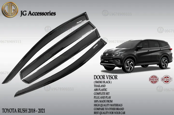 TOYOTA RUSH 2018 2019 2020 2021 DOOR VISOR SMOKE BLACK / RAIN GUARD ...