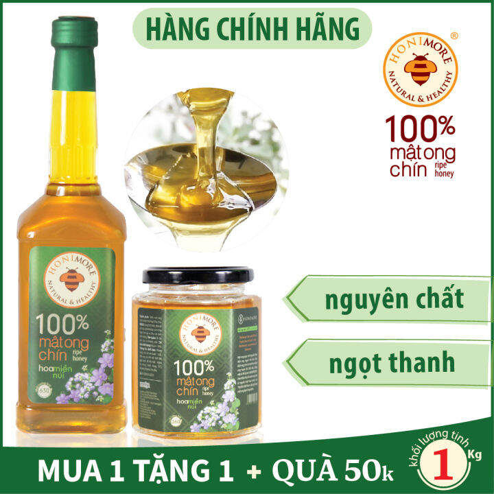 Combo Mật ong rừng, mật ong nguyên chất - Mật ong chín Honimore Hoa Miền Núi 630g tặng 1 hũ Mật ...