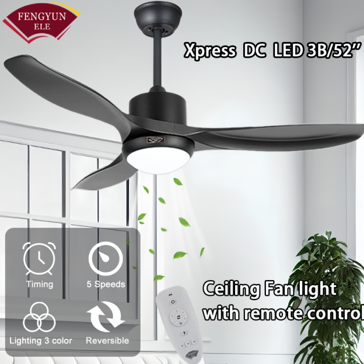 FENGYUN Ceiling Fan Light with Remote Control 5-speed 3-color LED Light ...