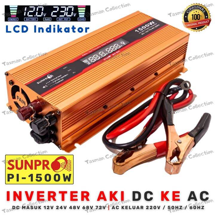 Power Inverter Aki DC 12V TO AC 220V Inverter 1500 watt SUNPRO Pl-1500 With USB 5V + LCD ...