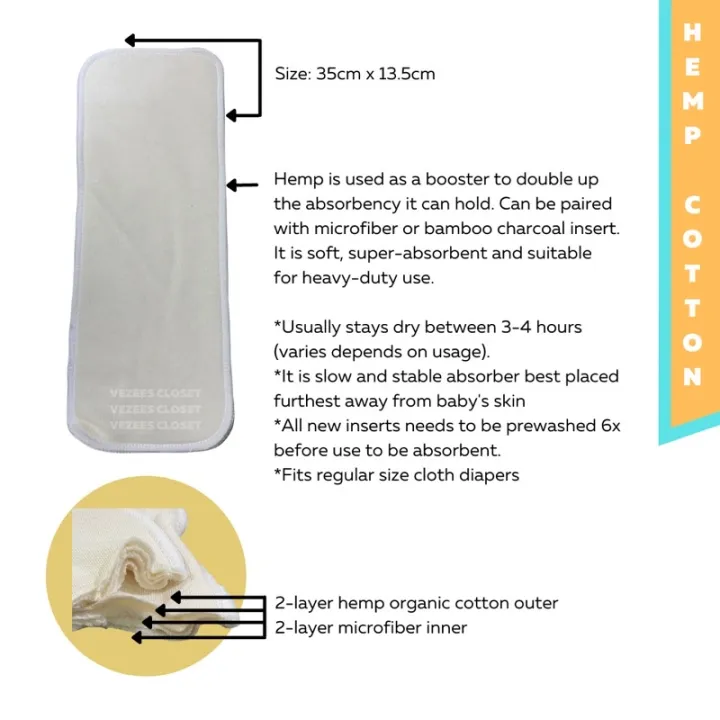 Hemp Organic Cotton 4-Layer Cloth Diaper | Lazada PH