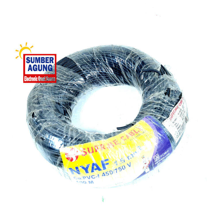 Supreme Cable NYAF 1.5mm 100M 100Meter 100 Meter Kabel Serabut Tunggal Ukuran 1.5 Asli SNI LMK ...