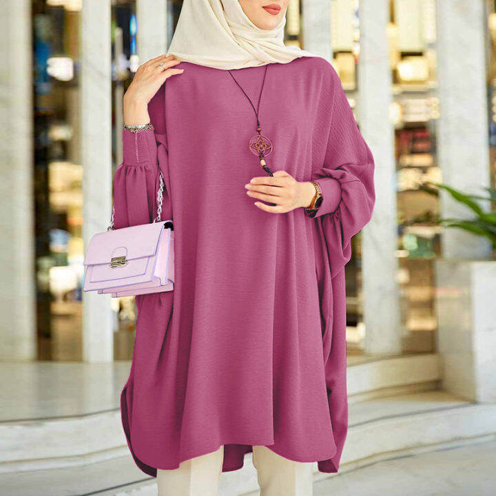 Hijabfab Zanzea Muslimah Womens Muslim Baju Ootd Puff Long Sleeve