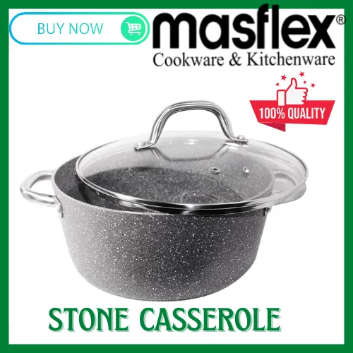Masflex Casserole with Glass Lid, Stone Series, 100% ORIGINAL | Lazada PH
