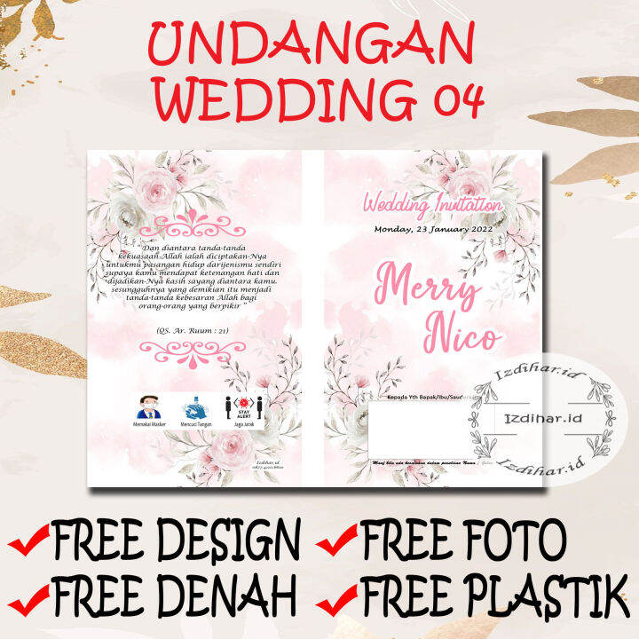 (PER 50PCS UNDANGAN NIKAH FREE PLASTIK) Undangan nikah / undangan ...