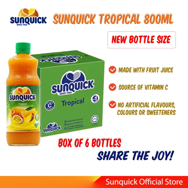 New Bottle! Sunquick Tropical Juice Concentrate 800ml (Box of 6 Bottles ...