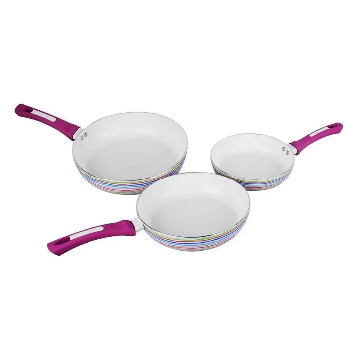 Rainbow Pan Ceramic Non-stick Aluminum Cookware, 3-piece Set Induction ...