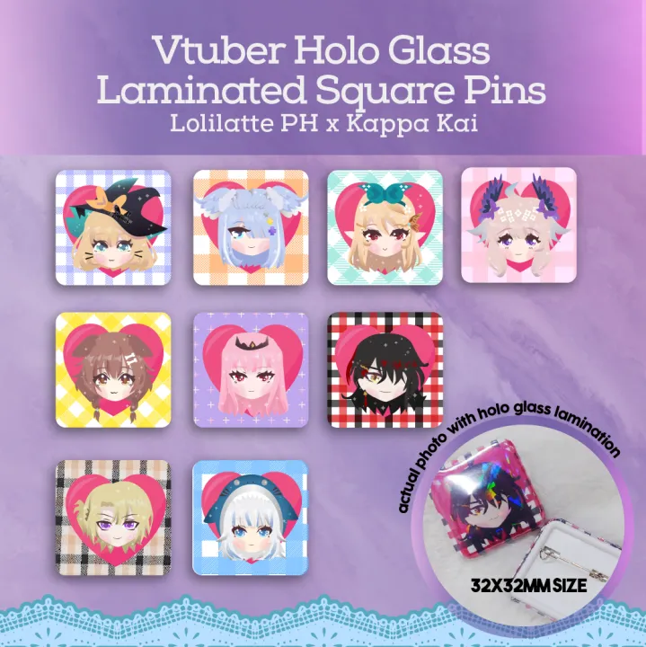 KAPPAKAI x Vtuber Nijisanji Hololive EN Button Holo laminated pin ...