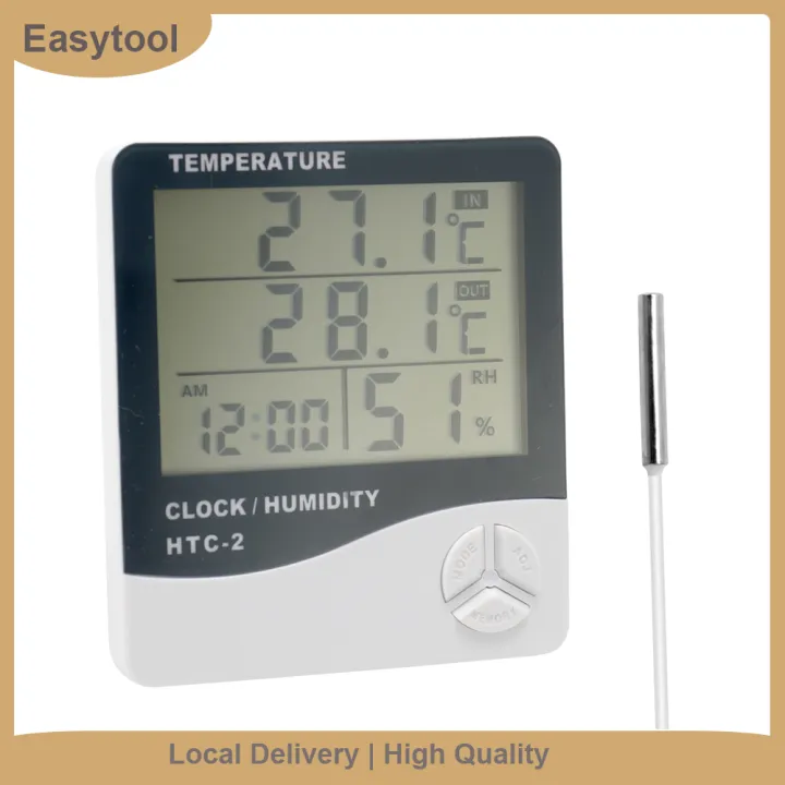 Large Screen Display Digital Temperature and Humidity Meter with Probe ...