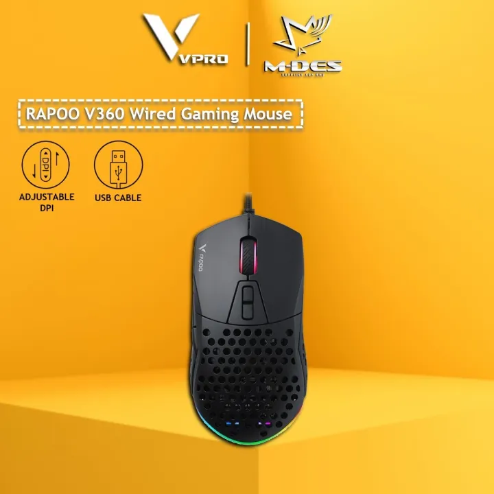 Rapoo V360 Wired Optical RGB Gaming Mouse 6200DPI - 2 Years Warranty | Lazada