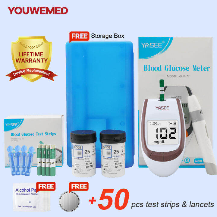 Yasee Blood Sugar Test kit Glucometer Set Blood Glucose Monitor with 50 ...