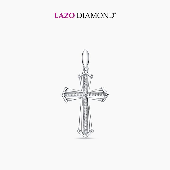 LAZO DIAMOND Ornate Pavé Diamond Cross Pendant in 9k White Gold | Lazada