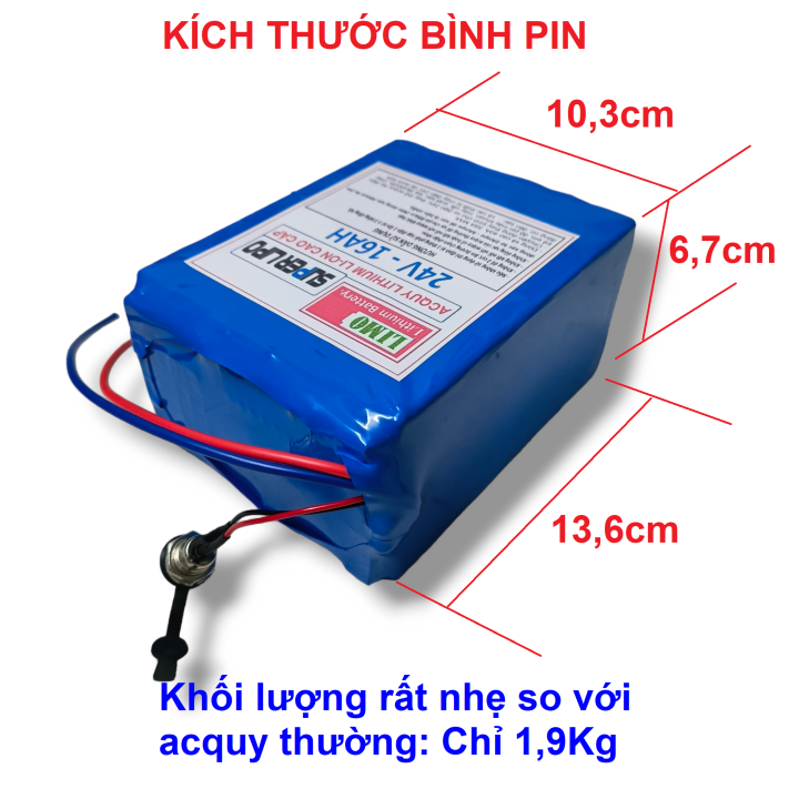 Bình acquy pin xe điện 6S 24V 16AH kèm sạc 6s 52,2V. Khối pin được đóng ...