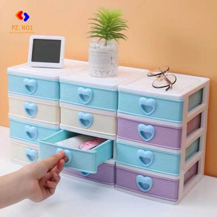PZ.NO1 Mini Desktop Storage Box 4Layers Storage Box Plastic Drawer Dura ...