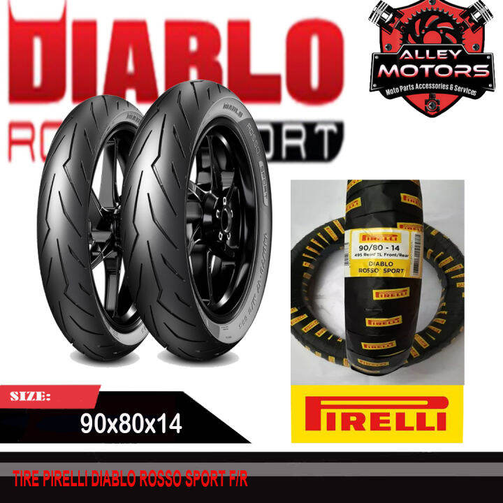 TIRE PIRELLI DIABLO ROSSO SPORT F/R 90x80x14 (1PC) By Alley Motors ...