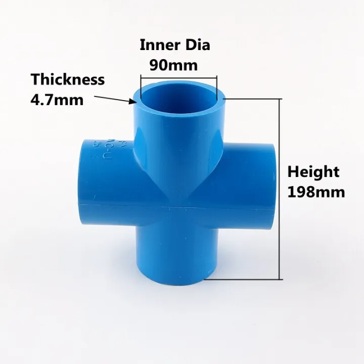 2Pcs ID 63/75/90mm PVC 4 Ways Cross Garden Irrigation Hydroponic Frame ...