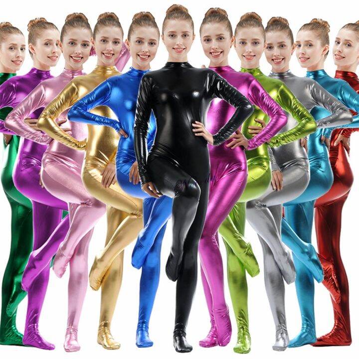 Sexy Female Women Faux Leather Catsuit Pvc Latex Bodysuit Shiny