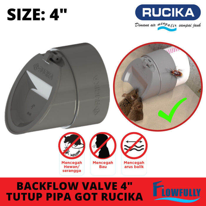 BACKFLOW VALVE 4" RUCIKA TUTUP PIPA PEMBUANGAN GOT ANTI HEWAN & BAU ...