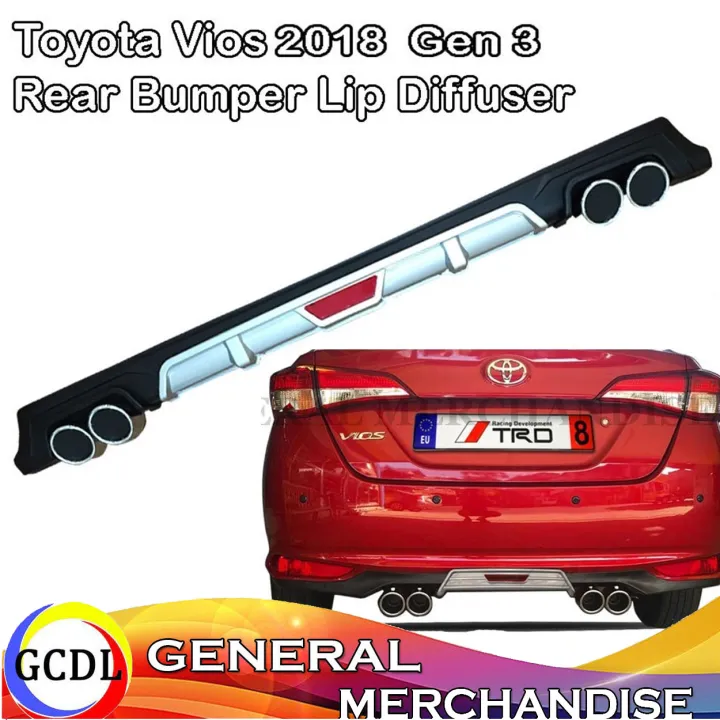 Toyota Vios 2018 3Gen Rear Bumper Lip Diffuser (Matte Black/Silver ...