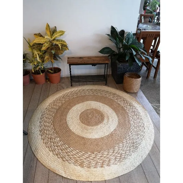 Buri Carpet/Buri Mat/Banig Tri Tone/ Green Sabatan 60"diameter 5ft ...