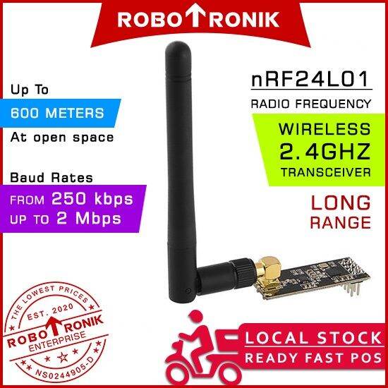 Wireless 2.4Ghz Transceiver nRF24L01 Long Range, up to 600 Meters NRF 24L01 RF, compatible ...