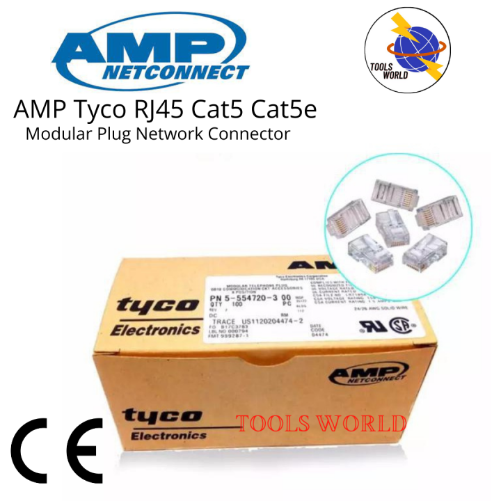 AMP Tyco RJ45 Cat5 Cat5e Modular Plug Network Connector (100pcs) | Lazada