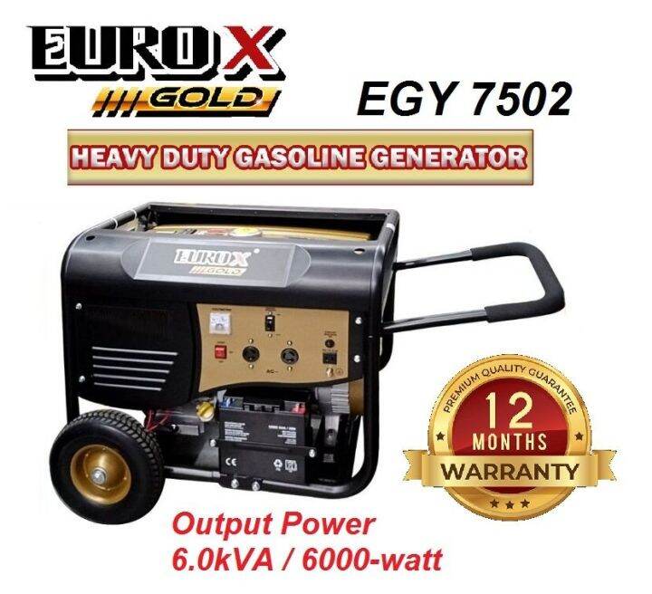 Euro-X Gold 6.0kVA Heavy Duty Gasoline Generator with Electric Start ...