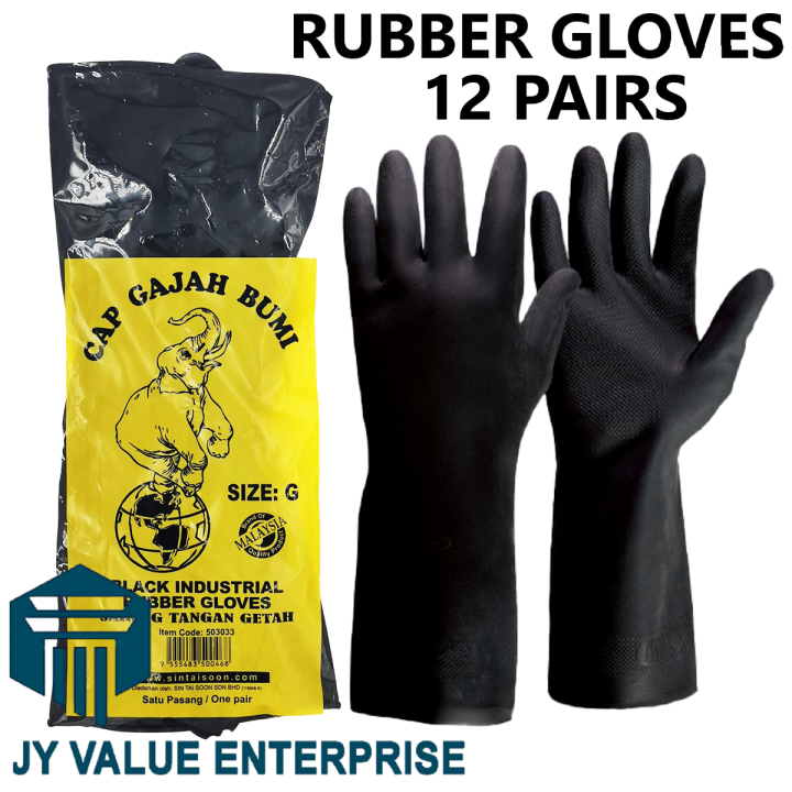 Black Rubber Hand Gloves Industrial Rubber Gloves Sarung Tangan Getah ...