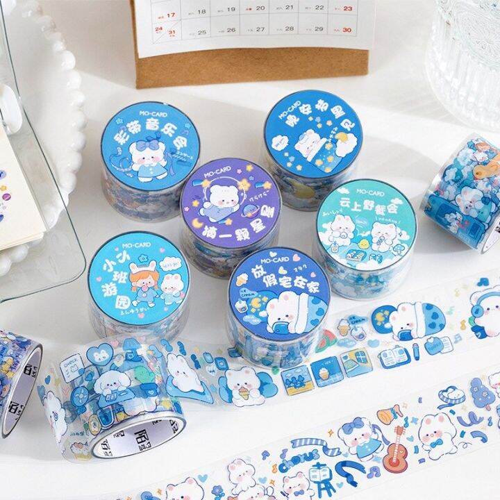 Set 46 miếng sticker Cuộn sticker hình gấu màu xanh dương xinh xắn ...