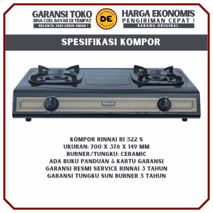 Kompor Gas Rinnai RI 522 S - Kompor Gas 2 Tungku / Kompor Rinnai ...