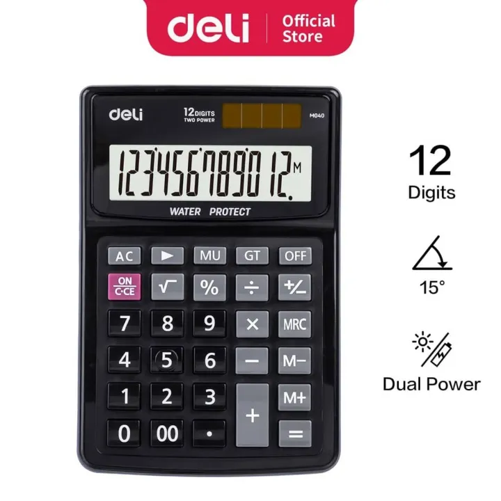 Deli Water Protect Calculator Plastic-12 Digits Water Protect M04031 ...